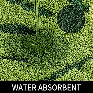 SIKIART Green Leaves Microfiber Absorbent Bath Mats,TPR Non Slip Backing,Machine Washable Plant Leaf Thick Carpet Decor Rug for Bathroom, Indoor, Doormat,Childrens Room Tub (Green Leaves, 16" x 24")