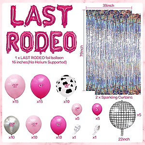 99 Pcs Western Theme Last Rodeo Bachelorette Party Decorations - Cowgirl Ring Balloon Garland Arch Kit Pink for Final Rodeo Bride to be Wedding Bridal Shower Party Decoration Supplies