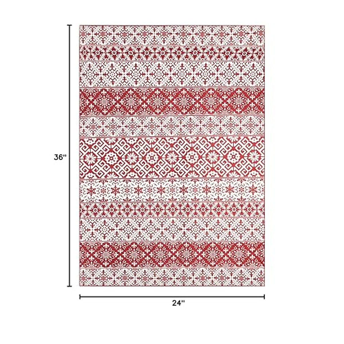WondRg Christmas Area Rug 2x3 Red Snowflake Holiday Decorative Doormat Entryway Kitchen Washable Non Slip Soft Low Pile Small Carpet for Living Room Bedroom Entrance Dining Room Bathroom