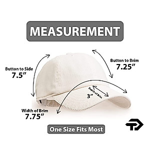 Plaid Suede Womens Mens Corduroy Hat for Men Casual Everyday Baseball Cap with Adjustable Straps (Off White)