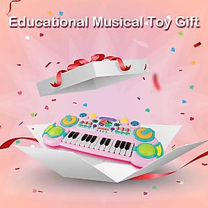 TWFRIC 24 Keys Baby Piano Toy Musical Toys for Toddlers Kids Piano Keyboard with LED Lights Toddler Toys Age 1-2 Early Learning Toys for 1 2 3 Year Old Girls Gifts