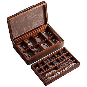 Shanik Wooden Jewelry Box - Jewelry Holder with Removable Divider -Large Jewelry Organizer Case for Necklace, Earrings, Rings & Bracelets - For Men & Women-Without Engraving