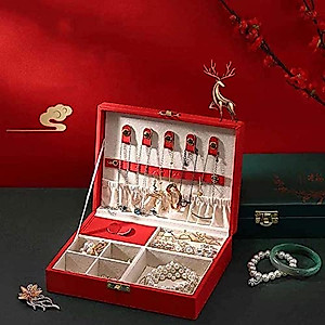 ZZYINH AN207 High Capacity Leather Jewelry Box Large Space Stud Earrings Ornament Storage Box Travel Jewelry Multifunction Women Gifts Small Jewelry