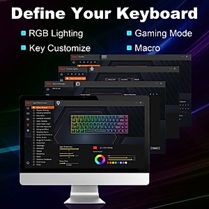 RK ROYAL KLUDGE RK68 (RK855) 65% Mechanical Gaming Keyboard, RGB Backlit Ultra-Compact 60% Layout 68 Keys Wired Keyboard, Hot Swappable Keyboard with Stand-Alone Arrow/Control Keys, Red Switch, Black