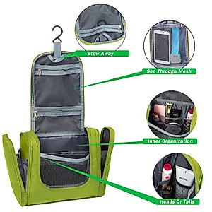 bago Travel Toiletry Bag for Women and Men X-Large Waterproof Hanging Large Toiletry Bag for Bathroom and Travel Bag for Toiletries Organizer -Travel Makeup Bag (Green)