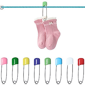 50 Pcs Diaper Pins, Plastic Head Safety Pin with Safe Locking Closures (Colorful)