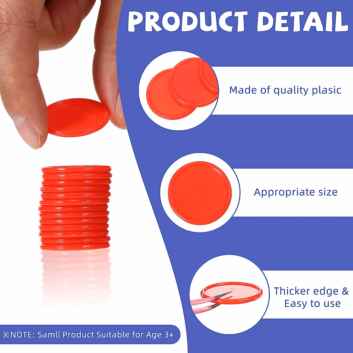 Skylety 400 Pieces Plastic Poker Chips 4 Colors 1 Inch Small Learning Counters Blank Chips Card for Game Play Counting Learning Math Reward(Red, Blue, Green, Yellow)