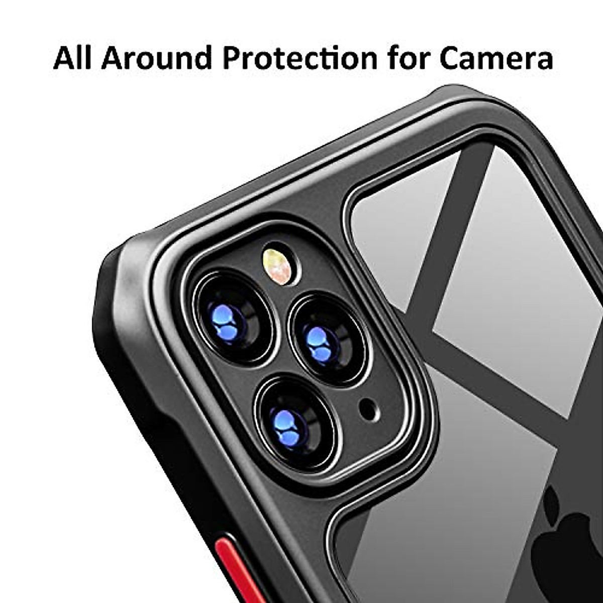 TENOC Phone Case Compatible for iPhone 11 Pro Max Case, Clear Back Cover Bumper Cases for 11 Pro Max 6.5-Inch, Black