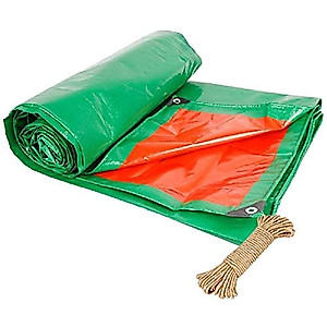 YGCBL Large Heavy Duty Tarpaulin,Tarps,Pe Braided Tarpaulin 190Gsm Garden Niture Cover Rainproof Cloth Home Seal Windproof Window Garden Plant Cover Keep Warm Film Camping Ground Sheet,Green Red,4X6M