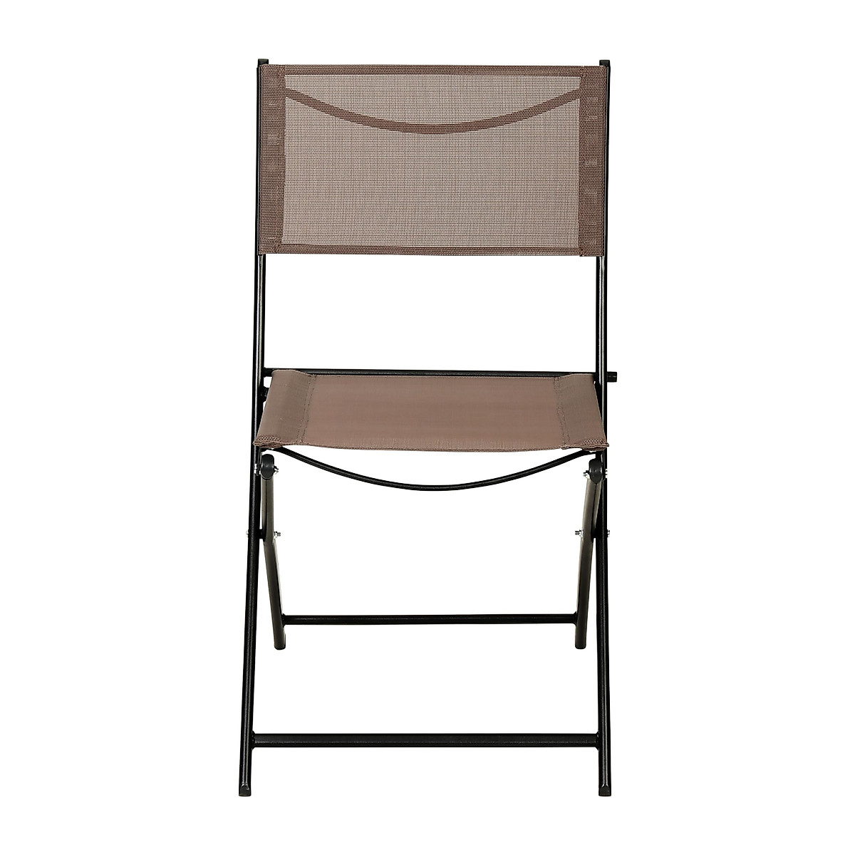 Flash Furniture Brazos Commercial Indoor-Outdoor Folding Chairs, Flex Comfort Backs/Seats, Metal Frames, Portable Lightweight Foldable Design, Set of 2, Brown/Black