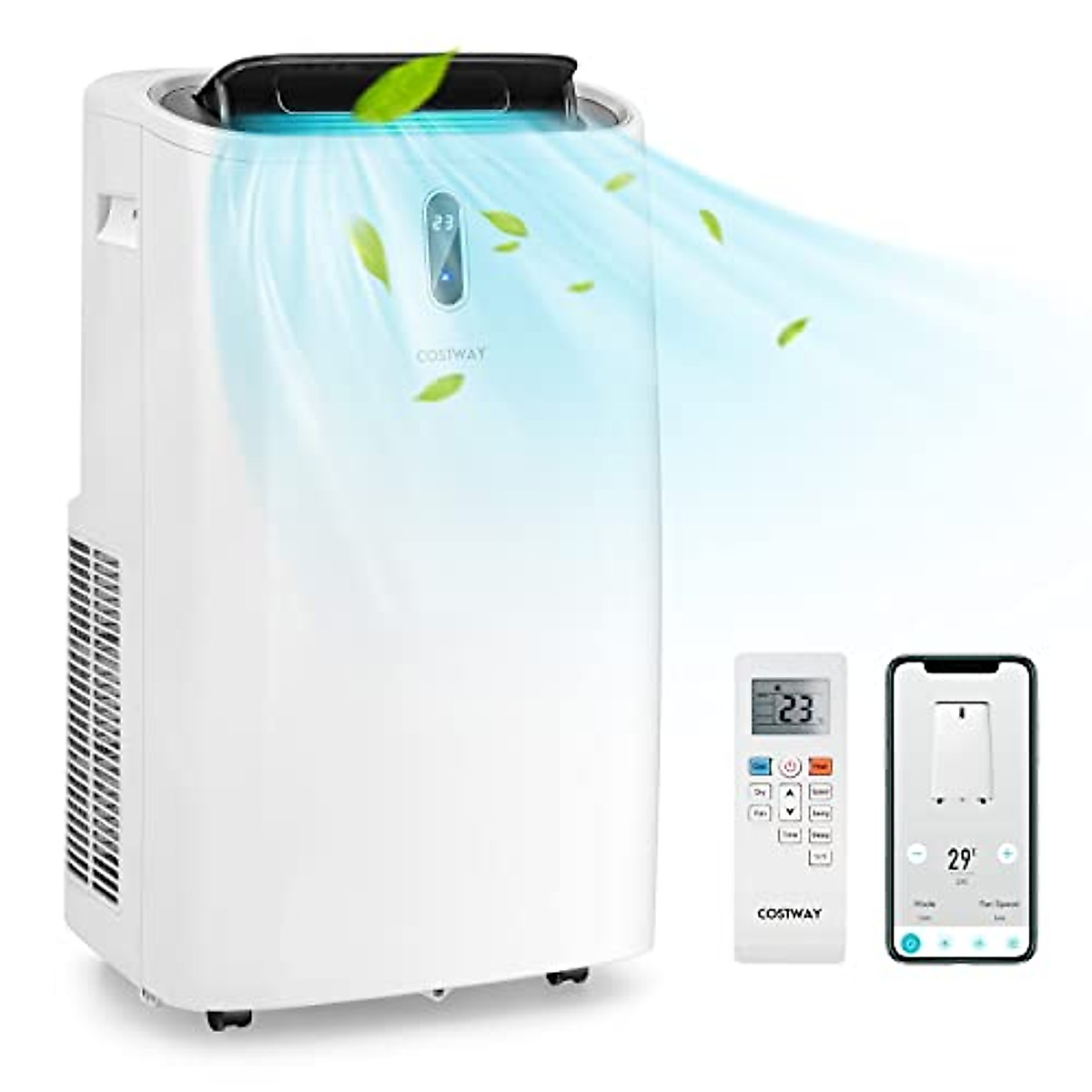 COSTWAY Portable Air Conditioners, 12000 BTU 4 in 1 AC Unit with Cool, Fan, Heat & Dehumidifier, Alexa Voice-Enabled Air Cooler with WiFi Smart App Control, LED Display, 24H Timer, Cools up to 450 Sq. Ft (12000BTU)