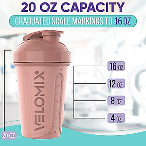 VELOMIX -6 PACK- 20 OZ Protein Shaker Bottles for Protein Mixes, Shaker Cups for Protein Shakes, Small Shaker Bottle Pack, Shaker Cup, Shakers for protein Shakes (Pastel Shades - 6 Pack)