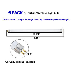 Konideke 6W F6T5/BL Replacement Black Bulb Light, Compatible with Dynatrap DT2000XL,DT3012, 9 Inch Length Light BL, Fluorescent G5 Base 6 Count