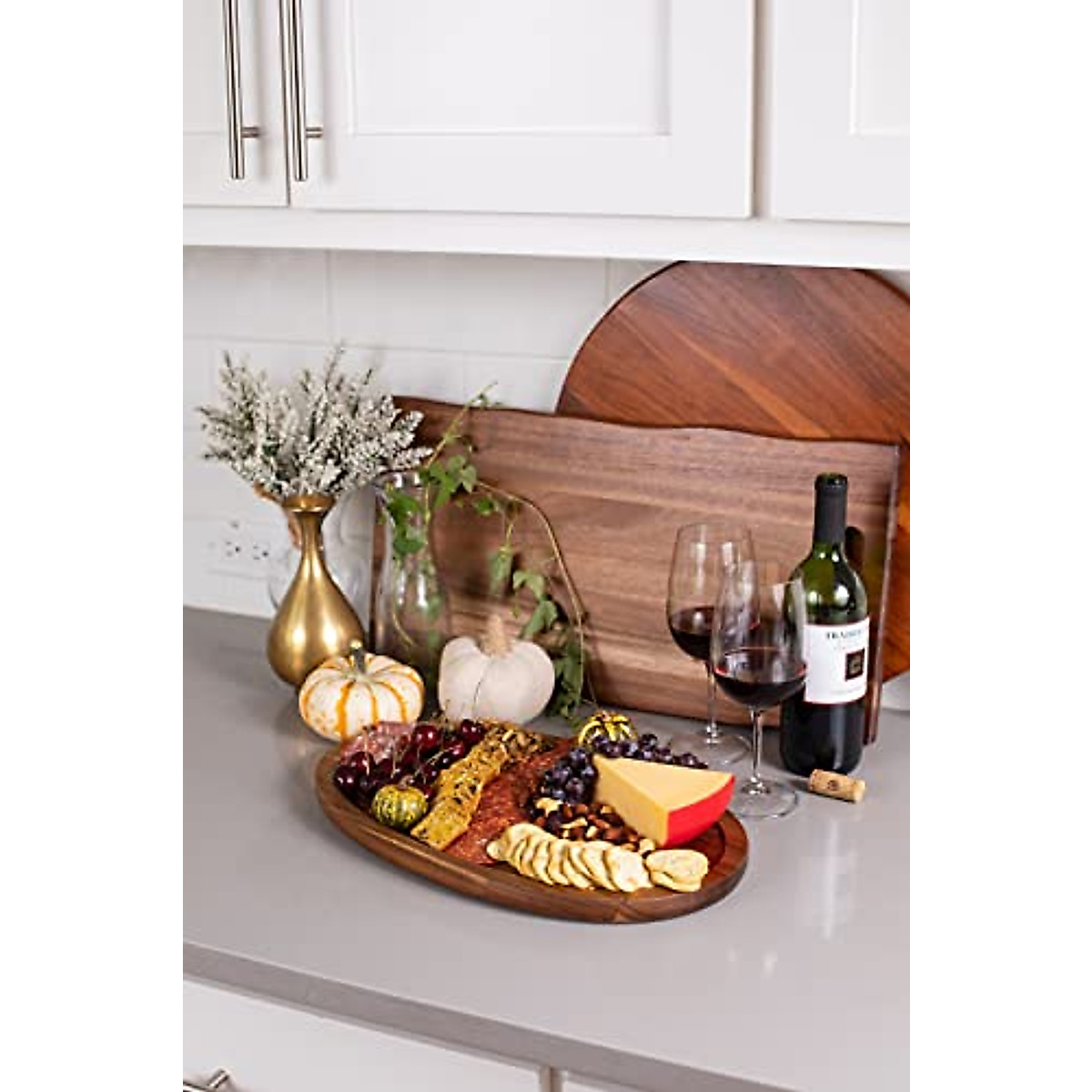 BirdRock Home 16.5" Acacia Oval Serving Platter | Charcuterie Board for Party Appetizers | Cheese Grazing Board | Kitchen Serving Platter | Espresso