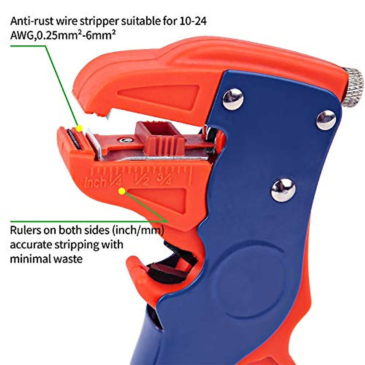 BOENFU Automatic Wire Stripper and Cutter, 2 in 1 Heavy Duty Wire Stripping Tool Adjustable Eagle Nose Wire Stripper for Electronic and Automotive Repair (7-Inch)