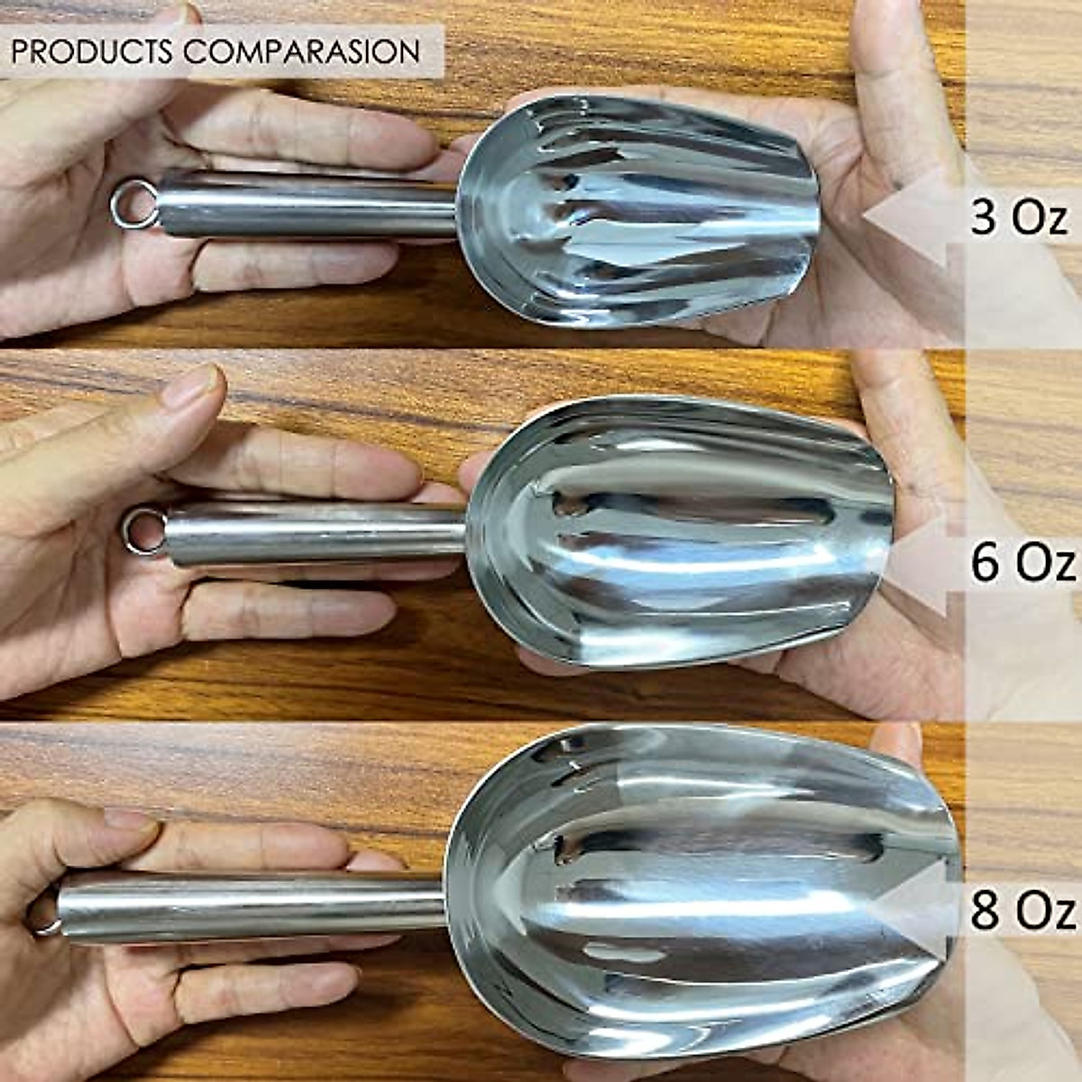 Metal Ice Scoop 3 Oz Small Stainless Steel Food Scoop Kitchen Ice Scooper For Ice Maker Candy Kitchen Bar Party Wedding Pet Animal Dog Food Scoop Beach Shovel Easy Clean Dishwasher Safe(Silver)