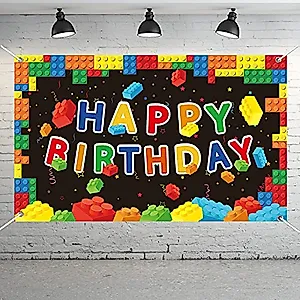 Building Blocks Party Decorations Colorful Blocks Birthday Backdrop Photography Children Kids Building Blocks Theme Party Supplies