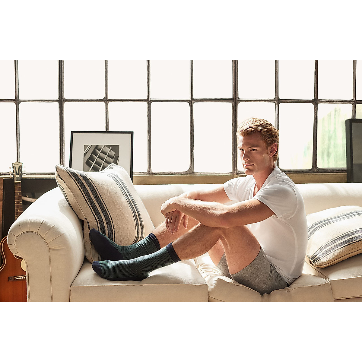 POLO RALPH LAUREN Men's Tri-Color Heather Casual Crew Socks 3 Pair Pack - Arch Support and Comfort Cushioning, Denim Heather, 6-12.5