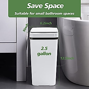 FUNTOOB Sensor Trash Can Automatic Motion Sensor Trash Can 2.5 Gallon Bathroom Trash Cans with Lids Small Garbage Bin for Bedroom Bathroom Office