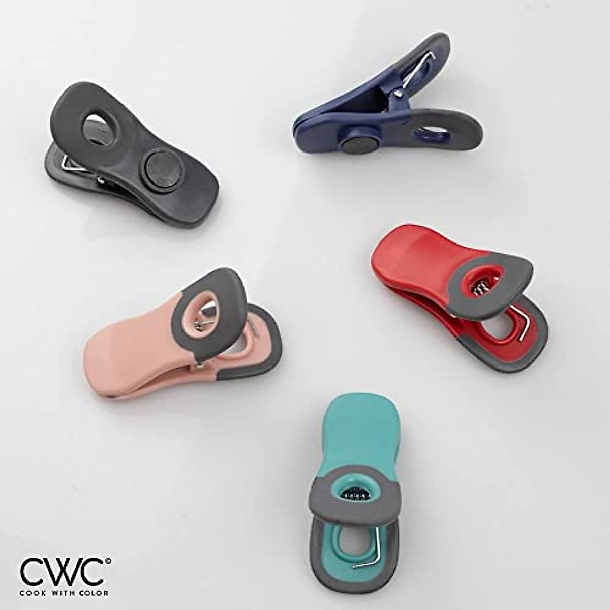 COOK WITH COLOR Cute Bag Clips - Funny Snack Clips, Magnetic Chip Clips for Bags - Kitchen and Food Bag Clips for Airtight Seal for Food Storage, Multi, Pack of 10