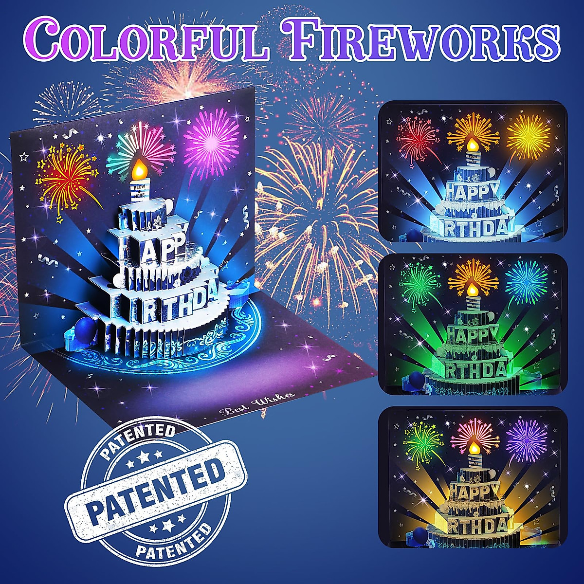 APOTODITO Birthday Cards, Pop Up Birthday Cards with Music and Light, 3D Birthday Gift Card, Birthday Gifts for Women Men Mom Girls Kids