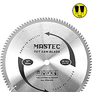 MASTEC 10-Inch 100T Carbide Tooth TCG for Aluminum Saw Blade with 5/8-Inch Arbor