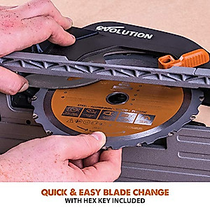 Evolution Power Tools R185CCS 7-1/4" TCT Multi-Material Cutting Circular Saw, 7-1/4", Orange