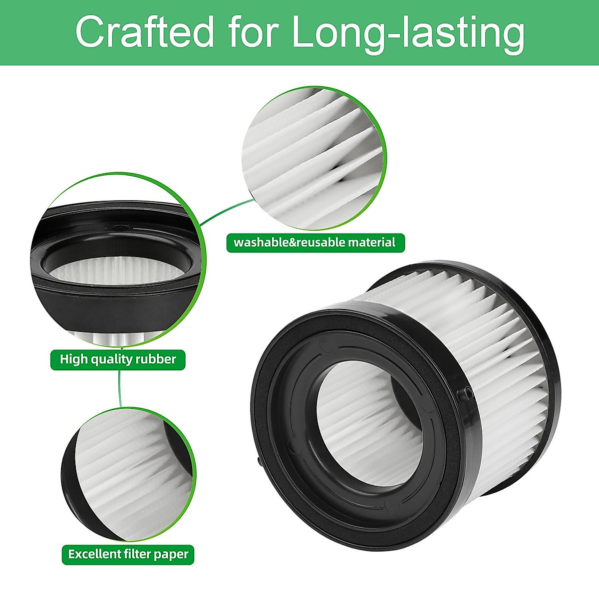 4 Pack Vacuum Filter Replacement Compatible with Milwaukee 49-90-0160, 0882-20 M18 Compact Vacuum Wet Dry Cartridge Filters Washable and Reusable