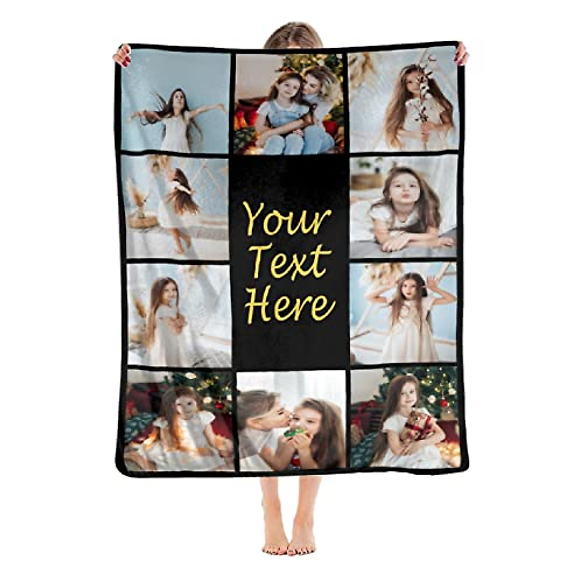 WELETION Custom Blanket Personalized Photos Text Collage, Personalized Picture Blankets for Dad Family Father's Day Birthday Gift from Daughter Son