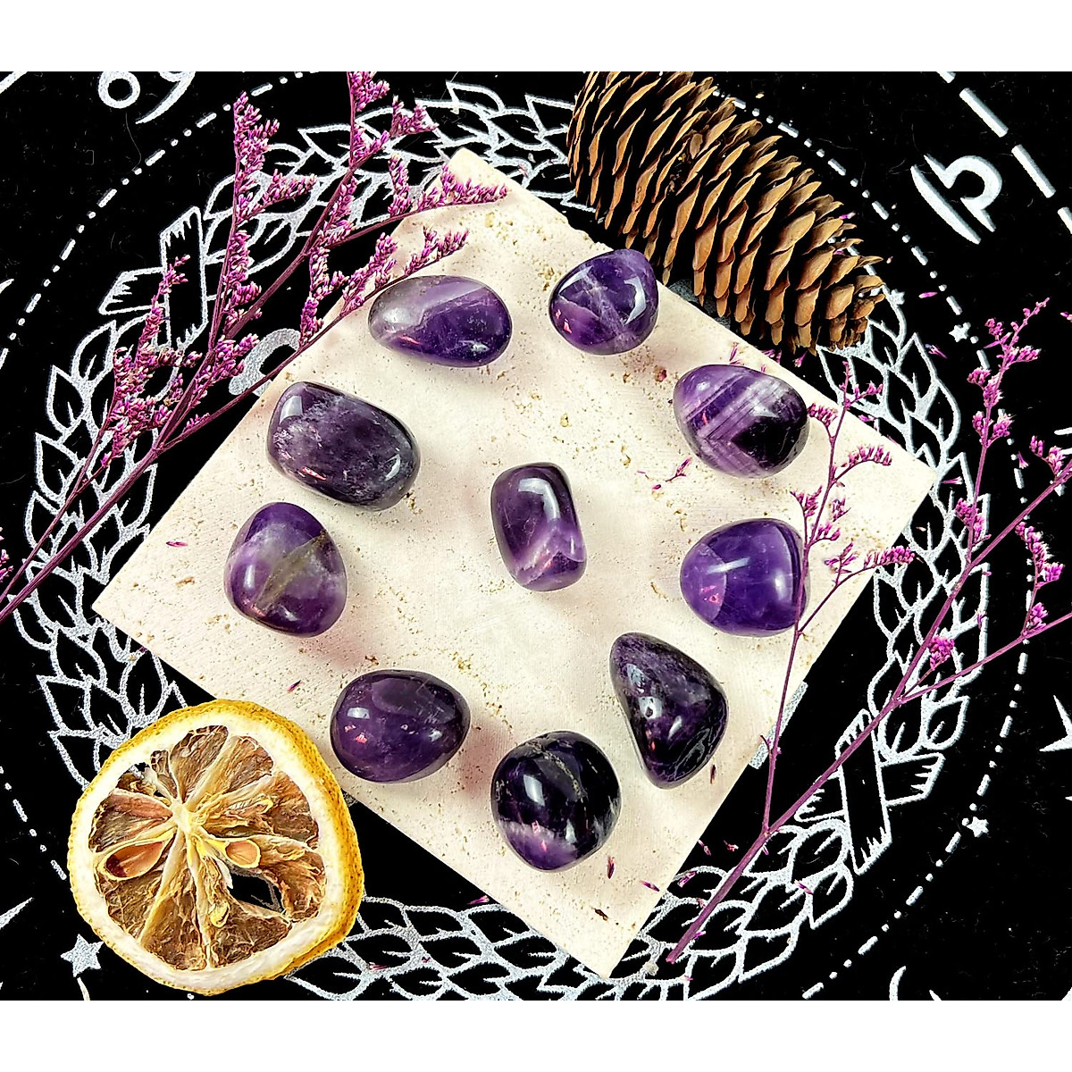 10 Packs Amethyst Natural Healing Crystals Amethyst Crystals Natural Tumbled Polished Stones Palm Worry Stone Chakra Reiki Balancing