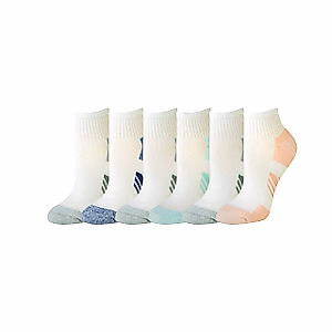 Amazon Essentials Women's Performance Comfortable Cotton Cushioned Breathable Athletic Ankle Sports Socks, 6 Pairs, White, 8-12
