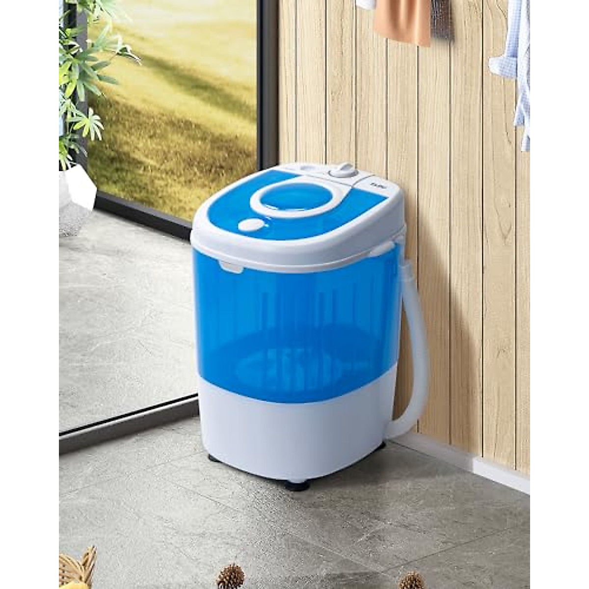 Muhub Portable Mini Washing Machine, Small Washer no dryer, 7.7lbs Semi-Automatic Compact Washer Machine, Laundry Washer for Home Apartment RV, Blue