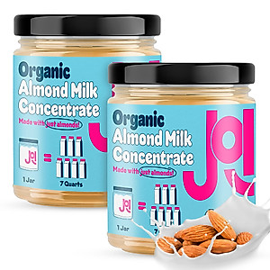 Organic Almond Milk Unsweetened Plain Concentrate by JOI - 27 Servings - Vegan, Kosher, Shelf Stable, Keto-Friendly, Dairy Free, & Fat Free Milk - Almond Milk Powder Substitute, Coffee & Plant Milk Creamer