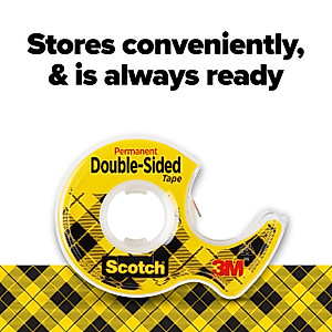 Scotch Double Sided Tape, Permanent, 1/2 in x 400 in, 2 Dispensers/Pack (137DM-2)