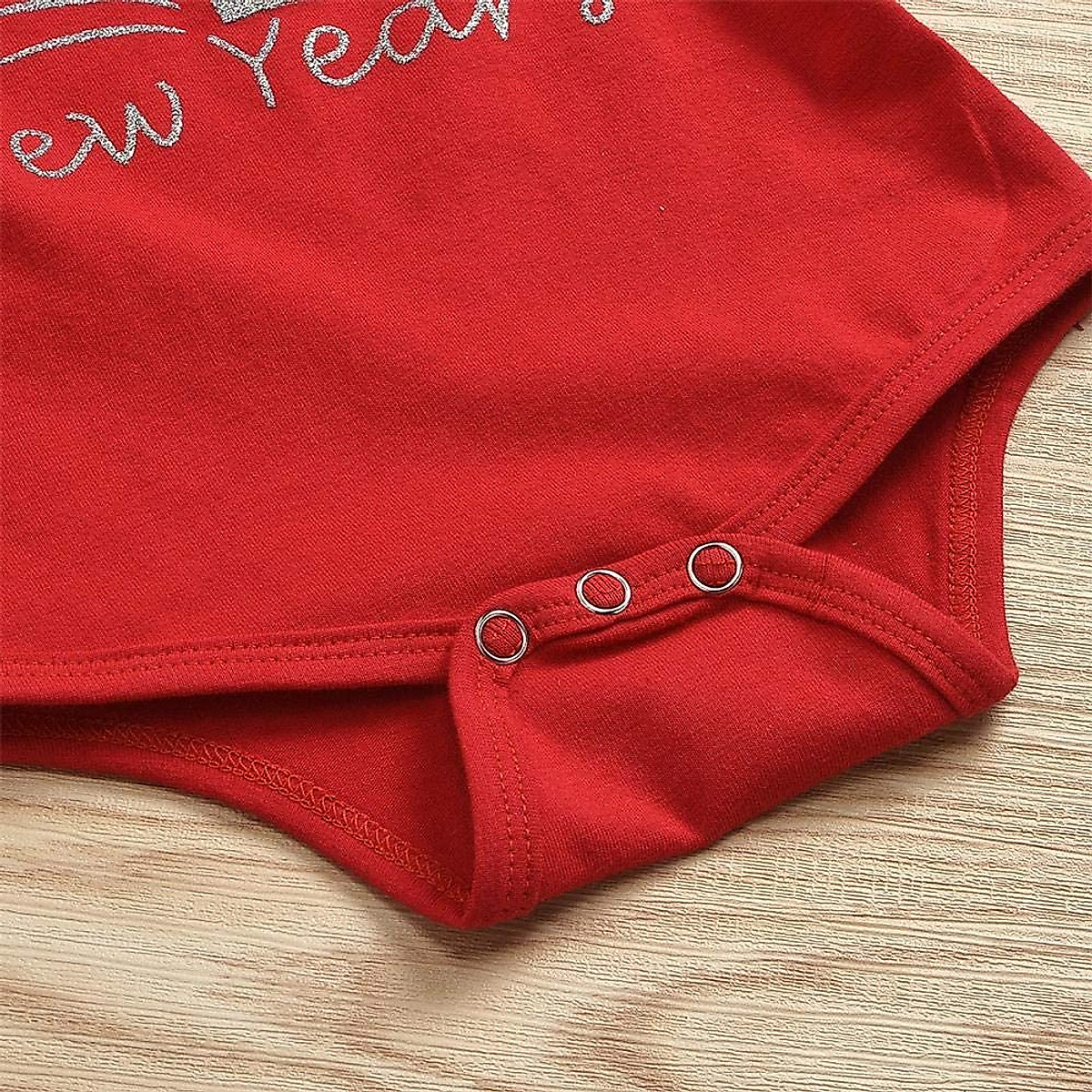 GLIGLITTR My First New Year's Outfit Newborn Baby Girl Clothes Long Sleeve Romper Top+Tutu Skirt+Headband 3Pcs Skirt Set(Red, 18 Months)