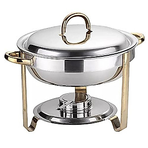 Shabu-Shabu Chafing Dish Stainless Steel Hot Pot 4L Food Warmers Food Trays for Party Buffet Soup Pot Cookware with Alcohol Stove