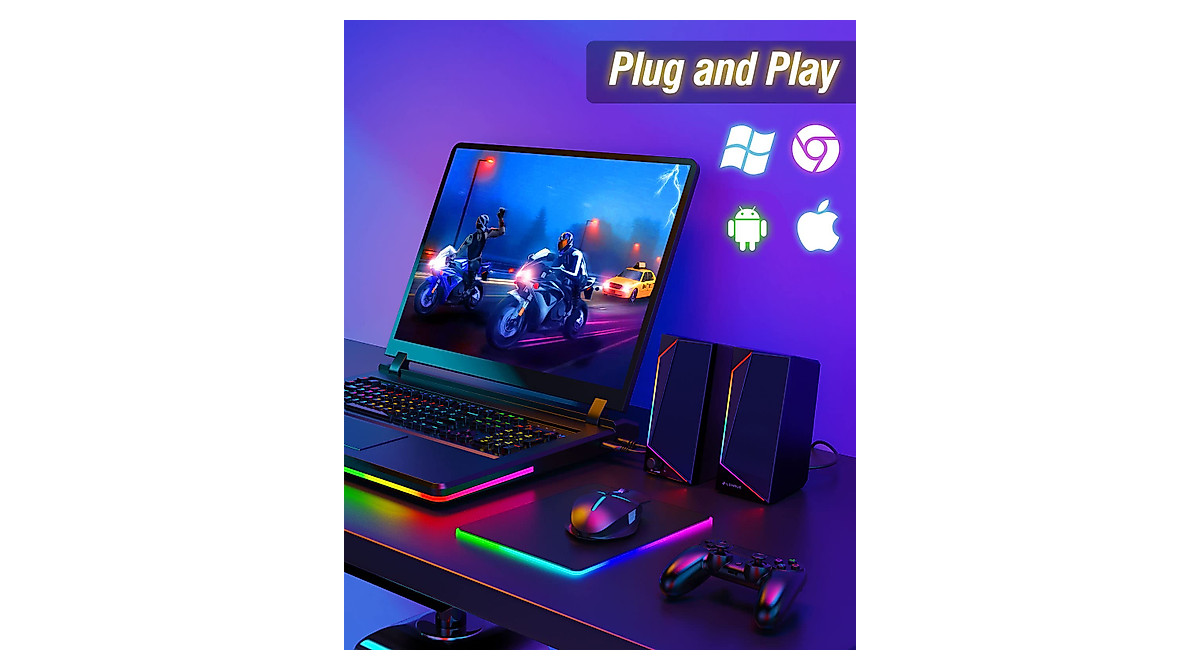 LENRUE USB-C Powered Computer Speakers – Loud Stereo Sound