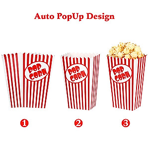 Zahaat 25 Mini Popcorn Boxes 5.5 Inches Tall Red and White Popcorn Bags Mini Pop Corn Buckets and Container for Movie Theater, Home, Carnival Party, Decorations