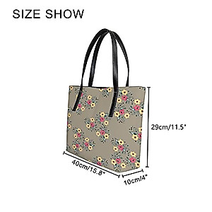 Fashion Tote Handbags Women's Soft Tote Shoulder Bag for Women Work Shopping Top Handle Satchel Bags, 15.8×4×15.4 inches,Retro Wild Flower