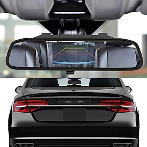 Peojek Backup Camera and Monitor Kit, 4.3" Car Vehicle Rearview Mirror Monitor for Car Reverse Camera Waterproof Car Rear View Camera with 9 LED Night Vision (4.3" Backup Camera)