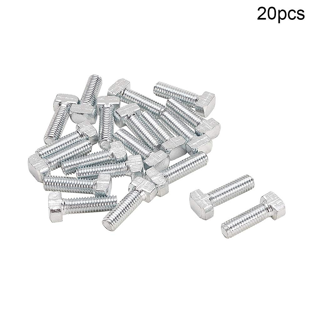 MroMax M6-1x20mm T Slot Bolts Carbon Steel Drop-in Stud Sliding Screw Bolt Metric Hammer Head Bolt for 30 Series Aluminum Extrusions Silver 20Pcs