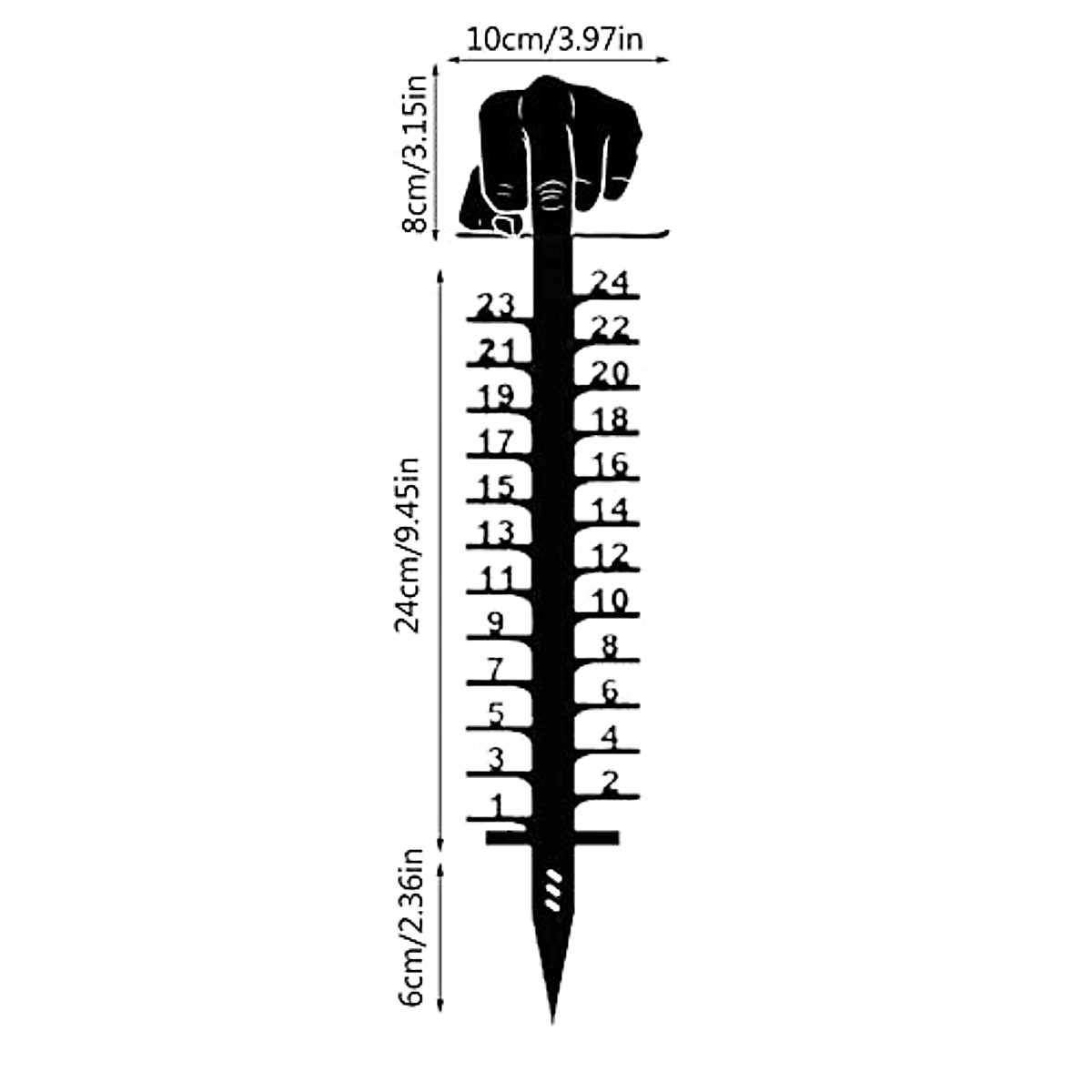 CANAFA Snowflake Snow Measuring Instrument Snowmobile Snow Measuring Instrument Metal Snow Measuring Ruler Outdoor Garden Ornaments Sheet Metal Angle (Black, One Size)
