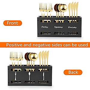 3 Compartment Wooden Kitchen Utensil Holder Organizer with 2 Adjustable Dividers,Silverware Organizer Farmhouse Utensil Caddy Crock for Counter Decor,Wall Mounted Kitchen Organizer and Storage Cutlery