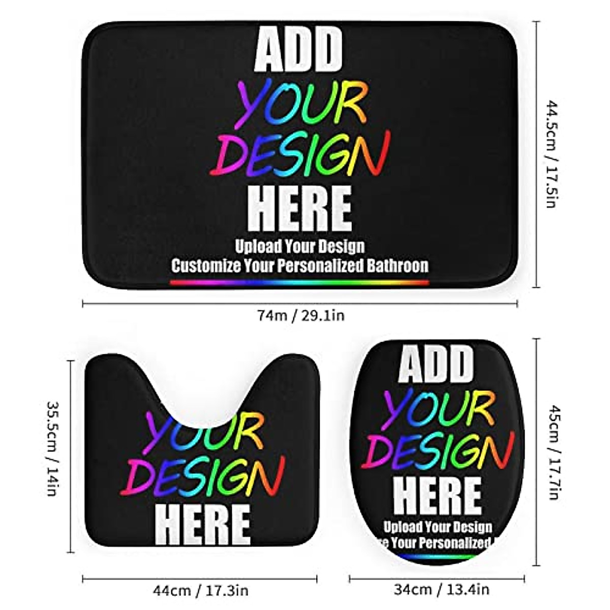 JCETUNO Personalized Custom Four Piece Bathroom Sets with Shower Curtain and Rugs and Accessories, Upload Images Text Design, DIY Customize Your Personalized Bathroom