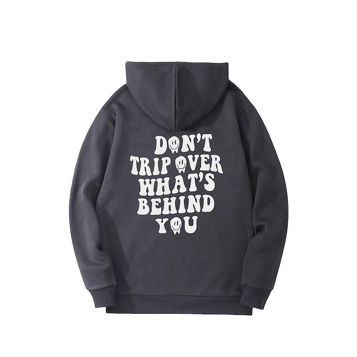 SOLY HUX Letter Hoodies for Men Casual Slogan Graphic Long Sleeve Streetwear Pullover Sweatshirt with Pocket Dark Grey XL