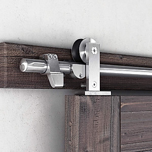 SMARTSTANDARD 6 Feet Top Mount Sliding Hardware Kit with 12'' Handle Set-Stainless Steel Heavy Duty Sturdy Barn Track-Simple and Easy to Install-Fit 36" Wide Door Panel (T Shape Hanger)