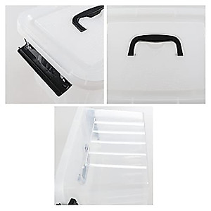 Sandmovie 8 Quart Clear Plastic Storage Bins with Lids, 6 Packs