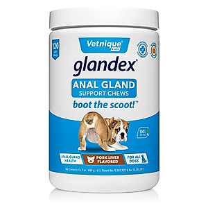 Glandex for Dogs Anal Gland Support Chews 120ct Pork Liver and Profivex 5-Strain Chews 60ct Bundle, Anal Gland Supplement for Dogs, 5-Strain Clinical-Strength Digestive Probiotics for Dogs