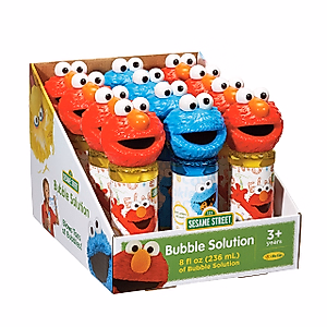 Little Kids Sesame Street Elmo & Cookie Monster 8oz Bubbles & Wand Character Party Favor Pack, 12 Pack,Red/Blue