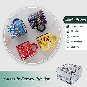 Ceramic Espresso Cups, 5 Oz Espresso Cups Set of 4, Handmade Espresso Cup, 2.75 Inch Espresso Mugs, Multicolor Demitasse Cups, Microwave & Dishwasher Safe Espresso Mugs, Coffe Mug (SULTAN'S GARDEN)